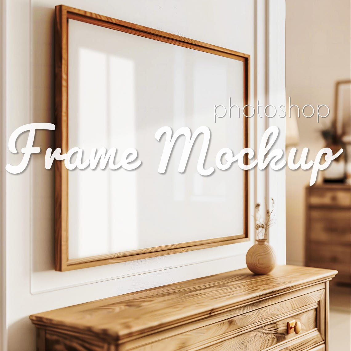 DIN A ISO Horizontal Wooden Frame Mockup for Photoshop, Editable Smart ...