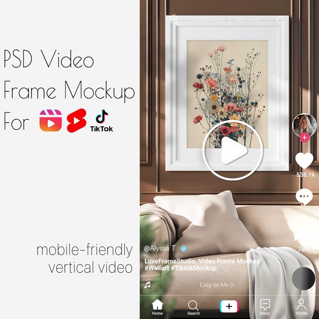 3x4 Vertical White Frame Video Mockup for Tiktok, Reels, Shorts ...