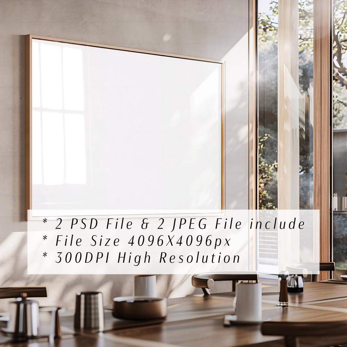 Landscape DIN A ISO Frame Mockup, Horizontal Wood Frame, Photoshop PSD ...