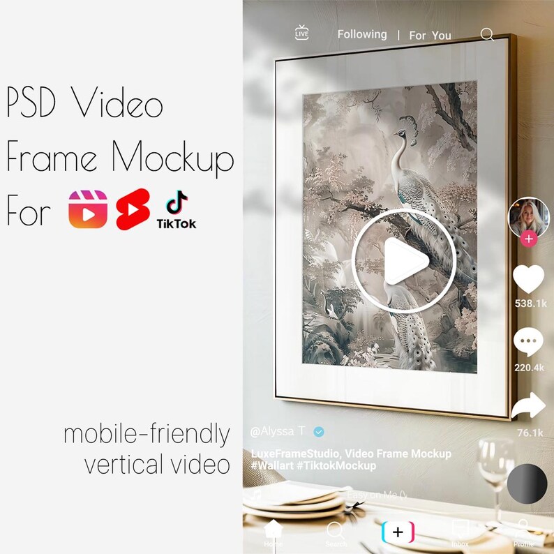Vertical Frame PSD Video Mockup for Tiktok, Instagram Reels, Youtube ...