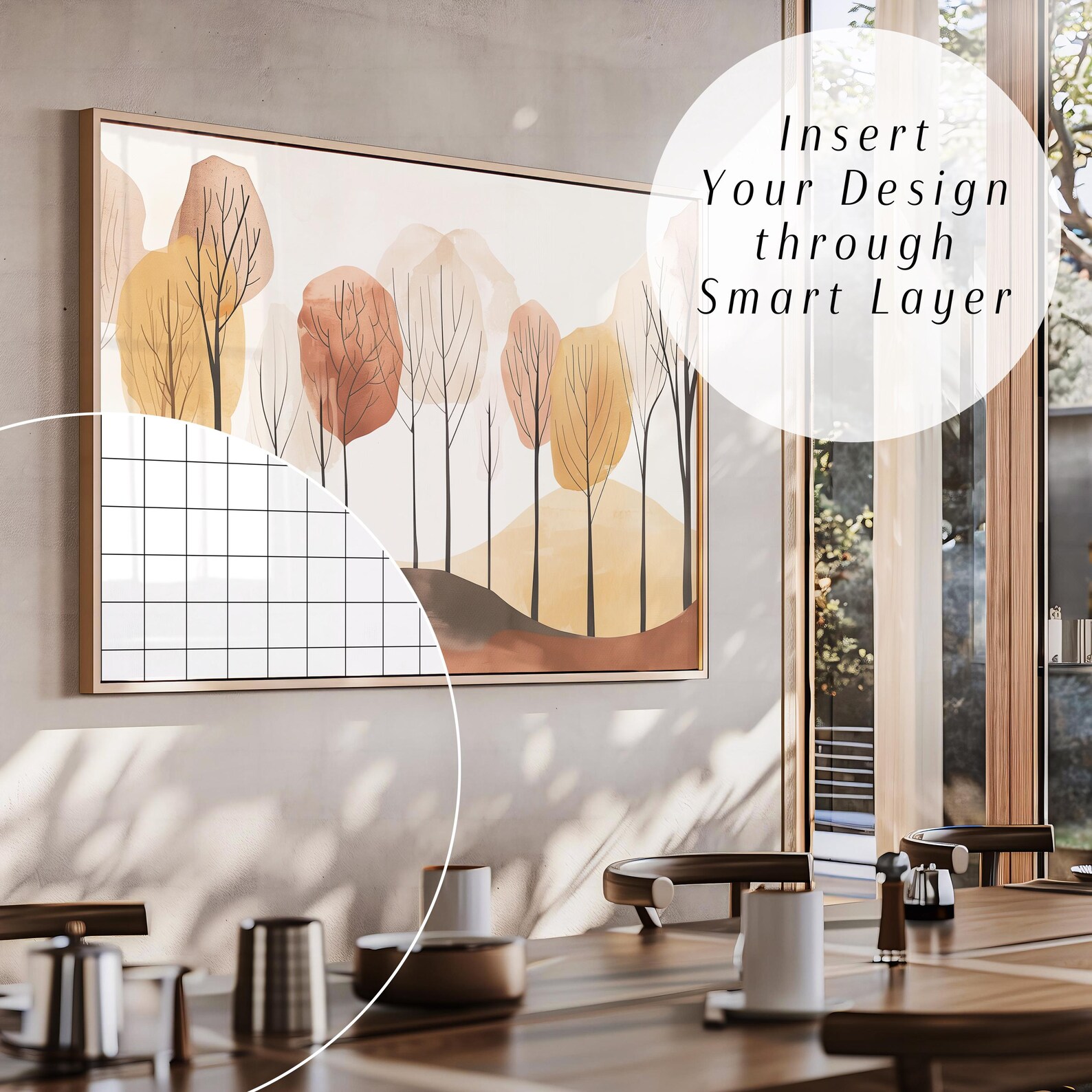 Landscape DIN A ISO Frame Mockup, Horizontal Wood Frame, Photoshop PSD ...