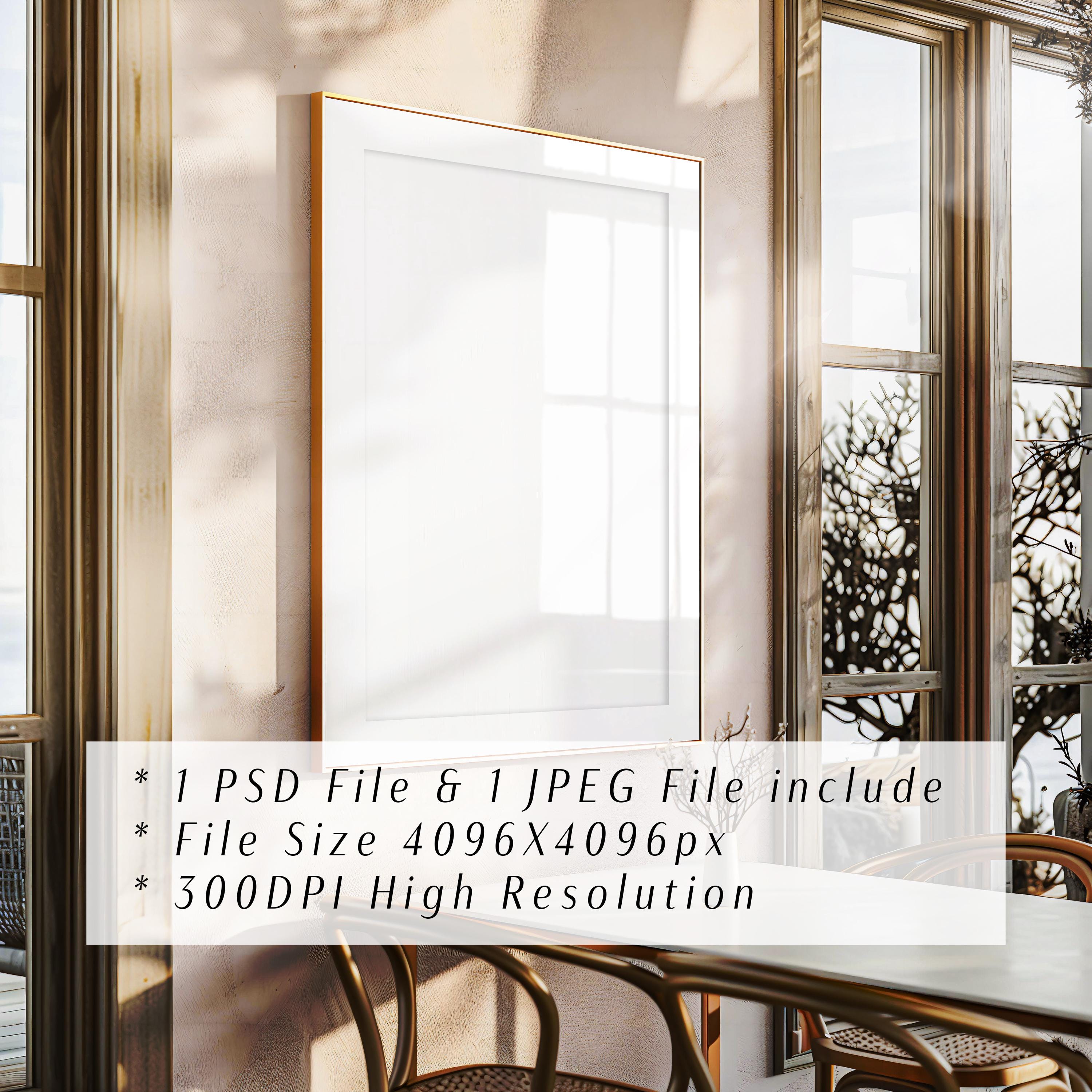 DIN A ISO Vertical Thin Golden Frame Mockup for Photoshop Smart Layer ...