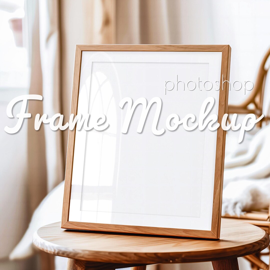 Vertical 4x5 Frame Mockup With Thin Wooden Border, Smart Layer for ...