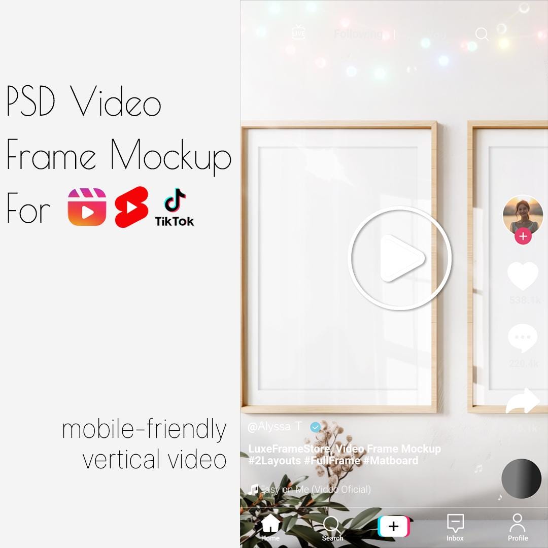 2 Frames Video Mockup for Tiktok, Reels, Shorts 2x3, Mobile-friendly 2 ...
