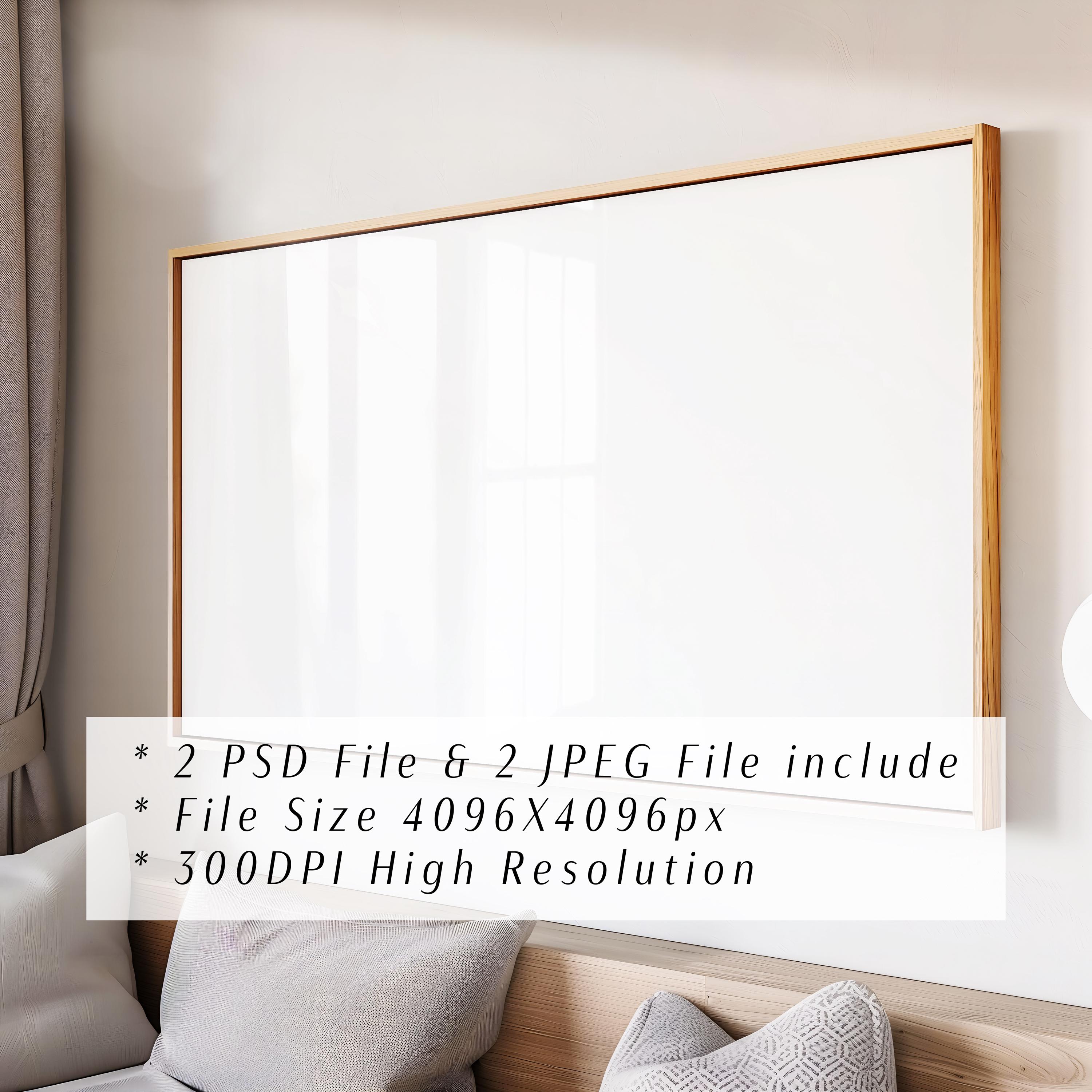 TV Frame Mockup 16x9 Horizontal, Samsung Frame TV Mockup, High-res PSD ...