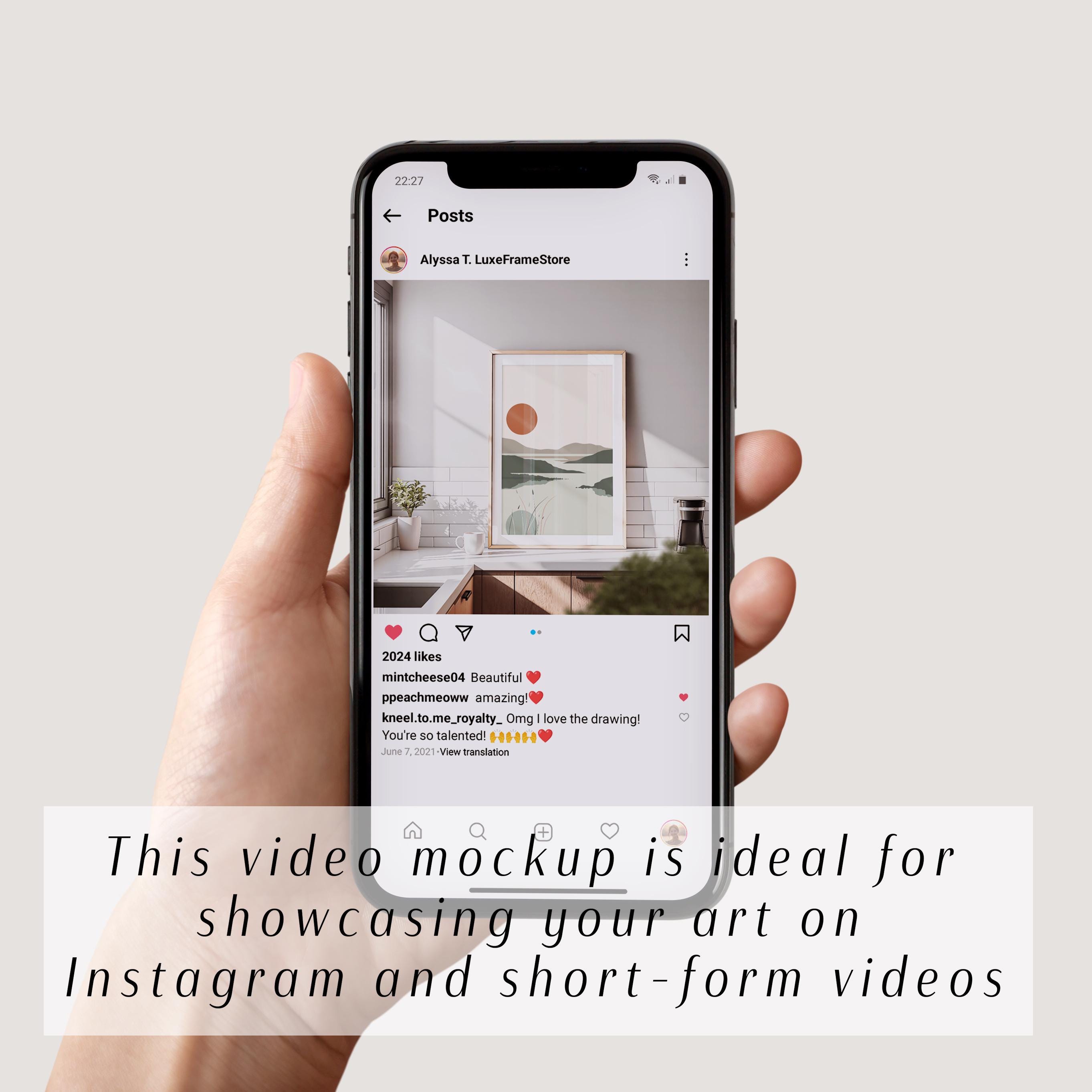 Video Frame Mockup 2x3, Animated Poster Mockup, Wall Art Display Video ...