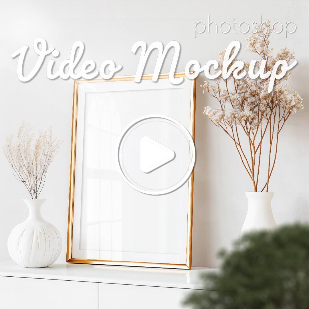 Video Frame Mockup DIN A, Animated Poster Mockup, Wall Art Display ...