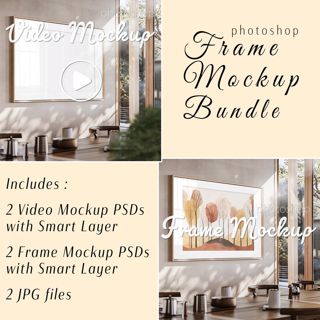 Video and Frame Mockup Bundle | Horizontal Frame Video and Still Image ...