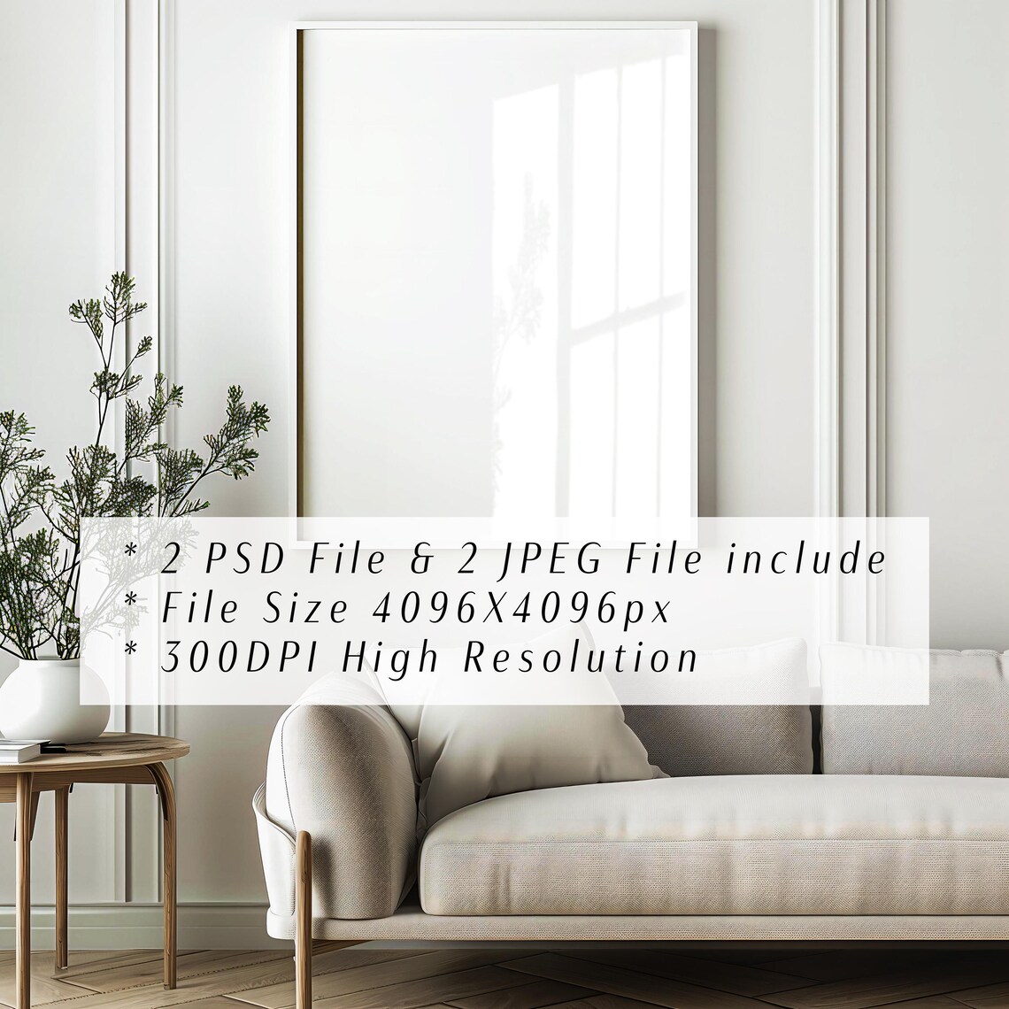 3x4 Vertical Frame Mockup for Photoshop, Thin White Frame, Smart Layer ...