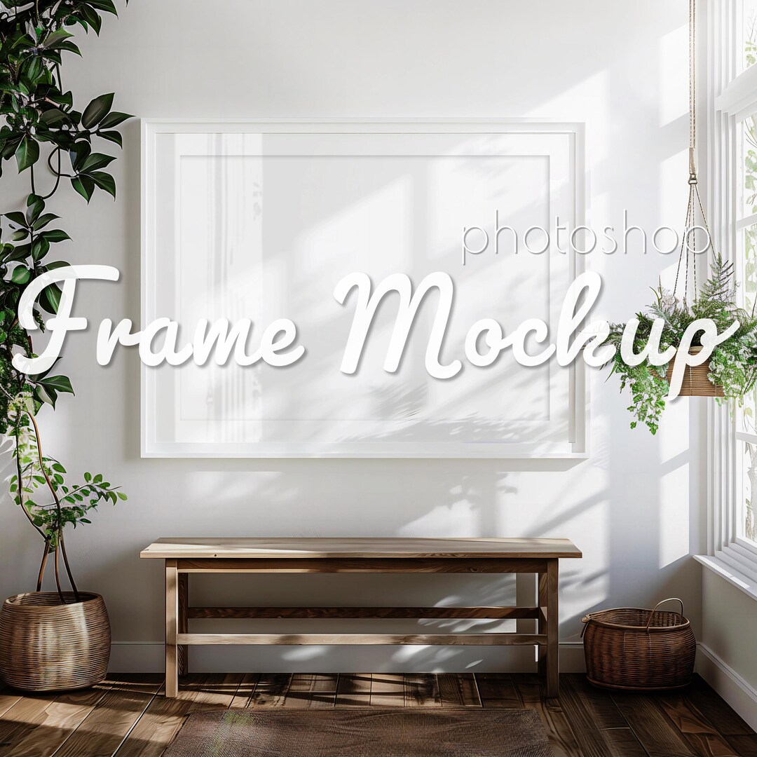 Landscape 4x3 White Wooden Frame Mockup With Smart Layer, Editable PSD ...