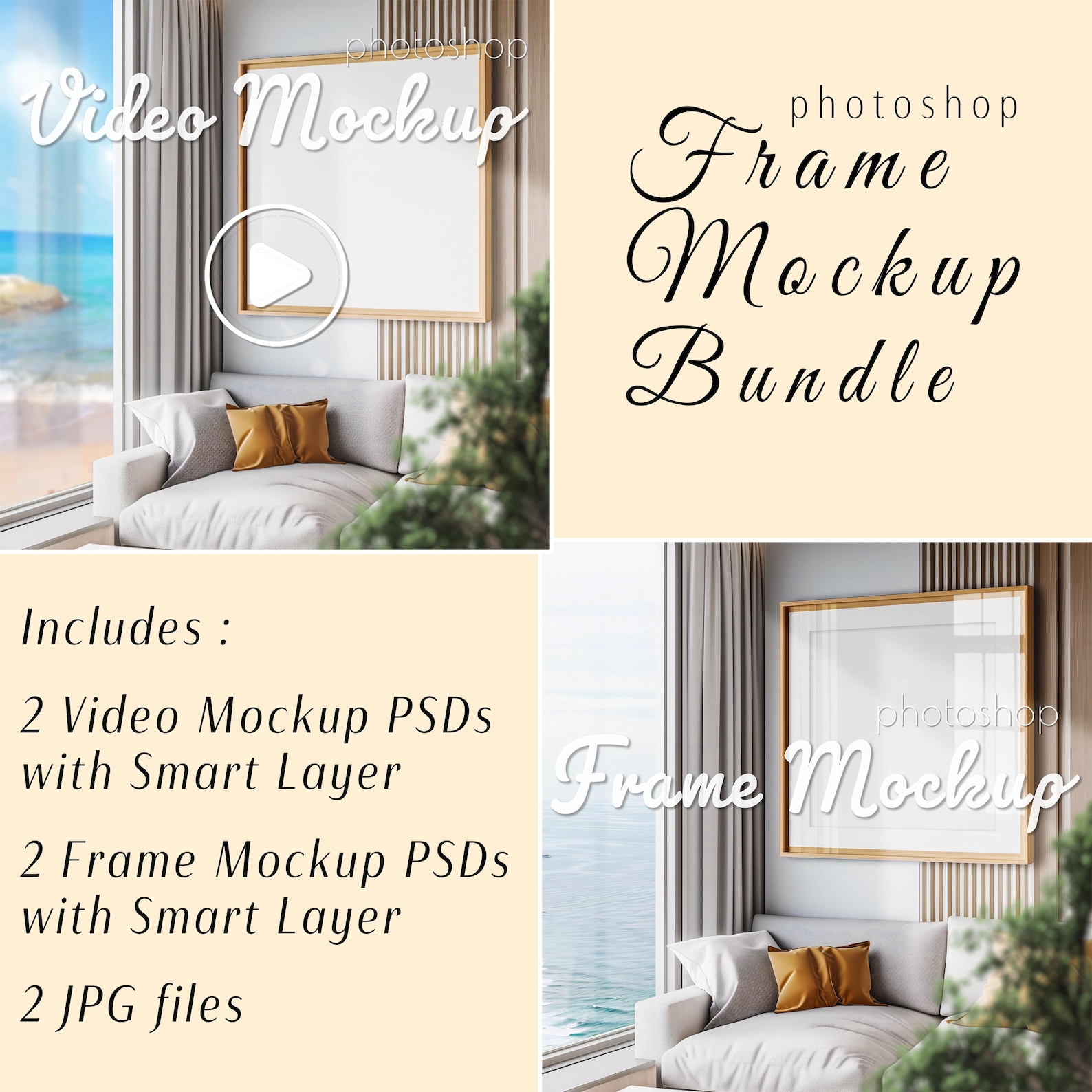 5x4 Horizontal Frame Mockup and Animated Video Frame Mockup Bundle ...