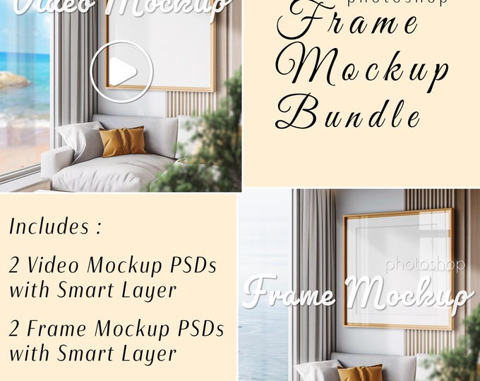 5x4 Horizontal Frame Mockup and Animated Video Frame Mockup Bundle ...