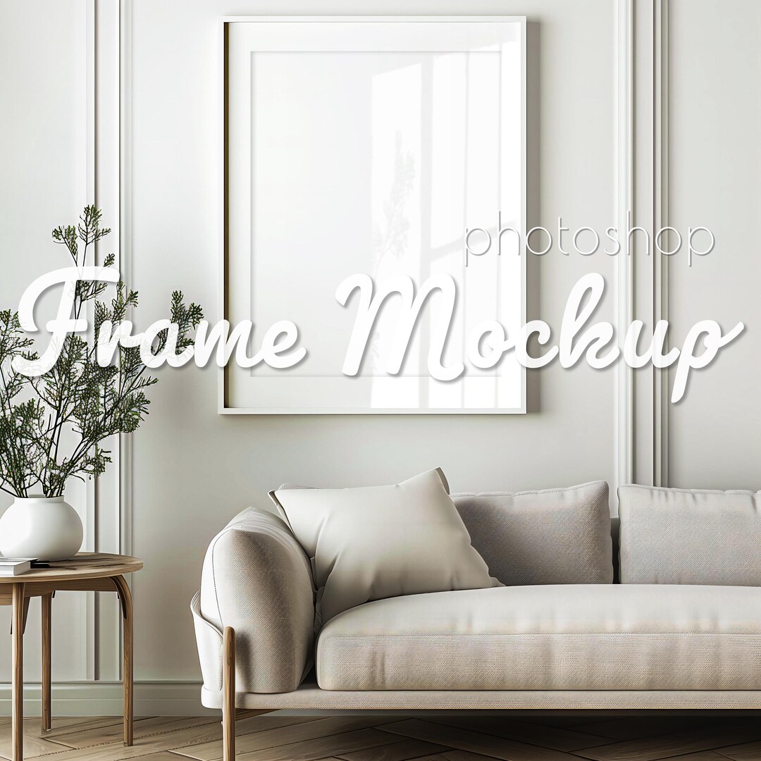 3x4 Vertical Frame Mockup for Photoshop, Thin White Frame, Smart Layer ...