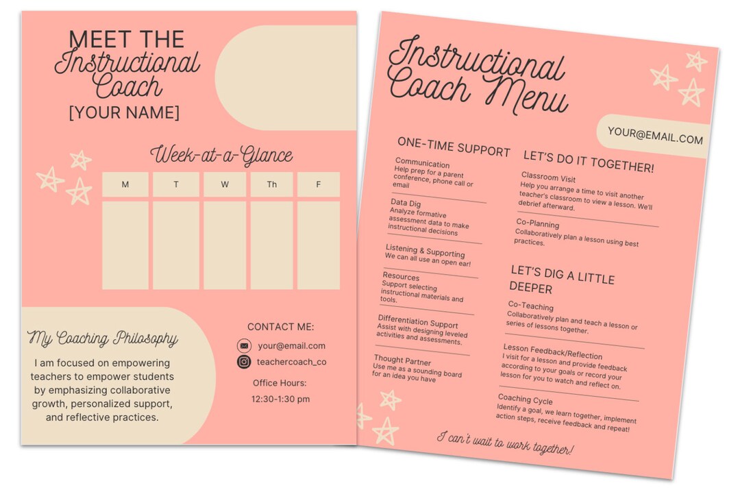 Meet the Instructional Coach + Coaching Menu Star Design - Etsy