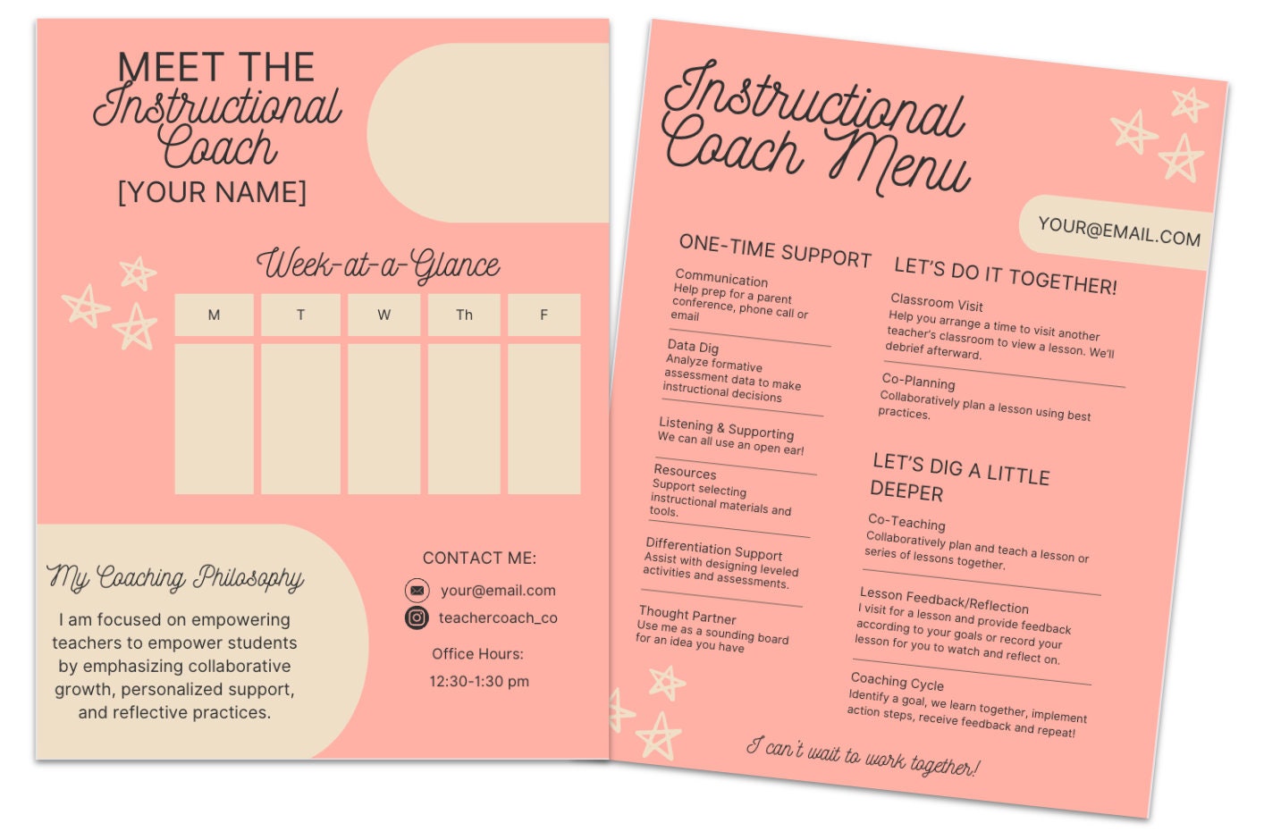 Meet the Instructional Coach + Coaching Menu Star Design - Etsy