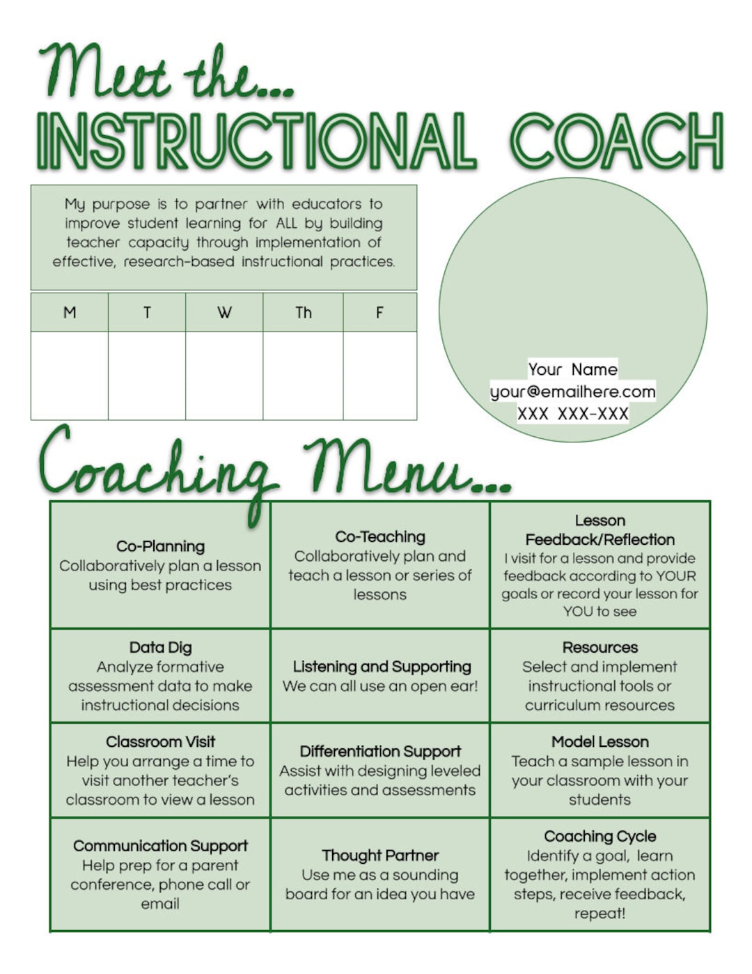 Instructional Coach Menu - Etsy Instructional Coach Menu - Etsy