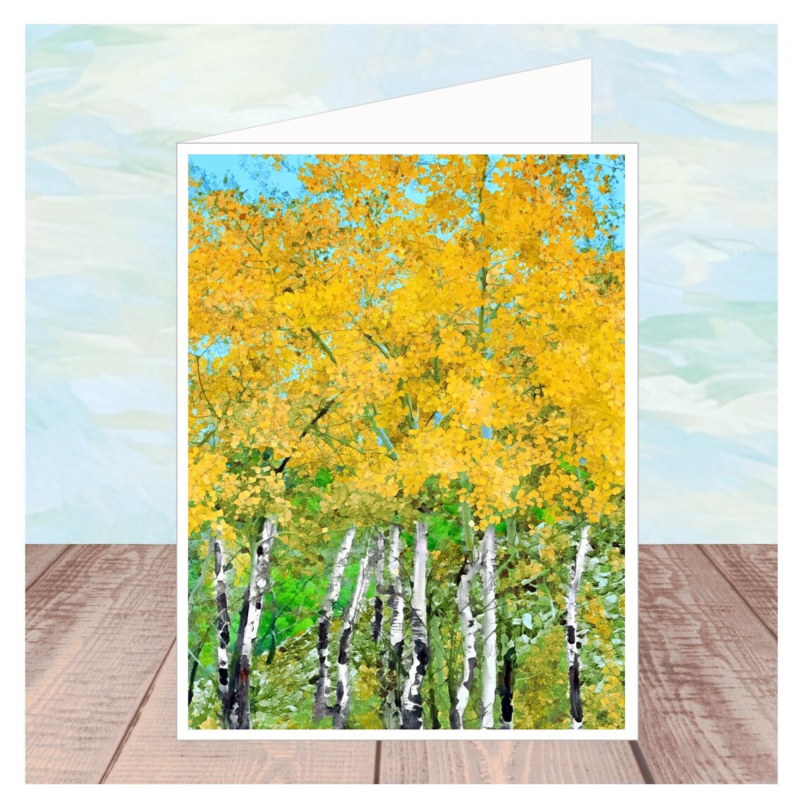 Yellow Aspen Trees Greeting/note Card, Blank Inside W/customizable ...
