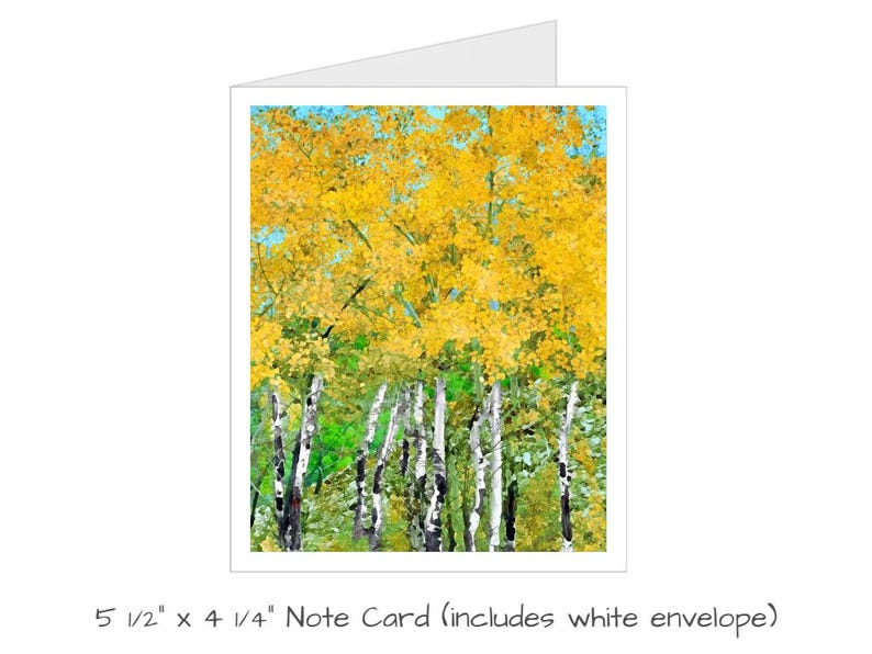 Yellow Aspen Trees Greeting/note Card, Blank Inside W/customizable ...