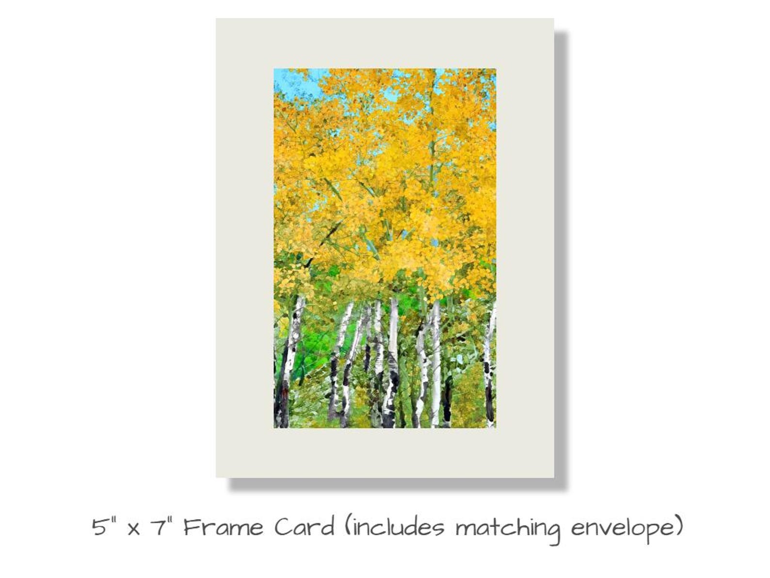 Yellow Aspen Trees Greeting/note Card, Blank Inside W/customizable ...