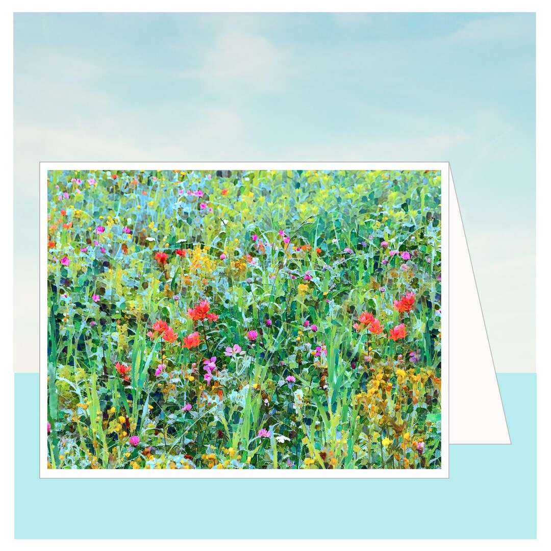Colorful Wildflowers Greeting/note Card, Blank Inside W/customizable ...