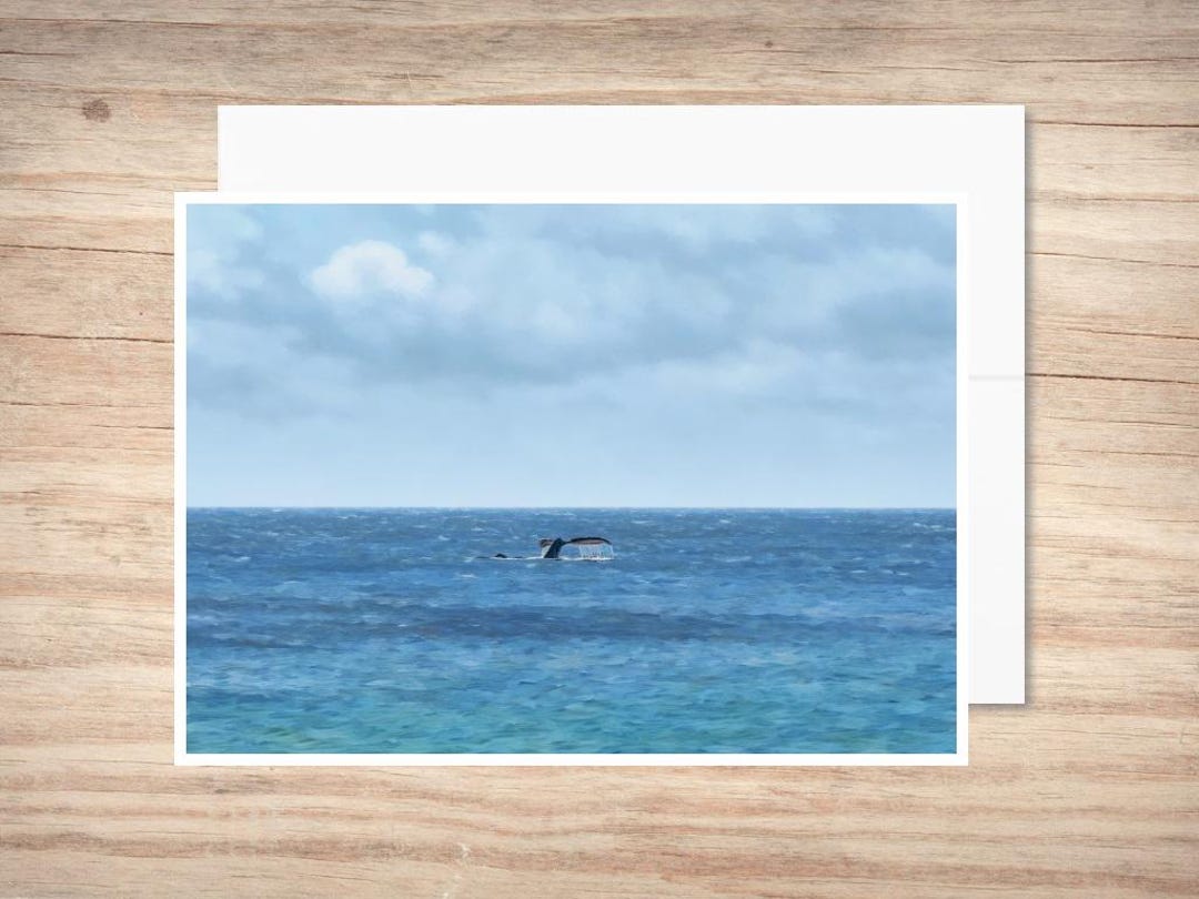 Hawaii Whale Greeting Card, Kona Ocean Note Cards, Big Island Art Print ...