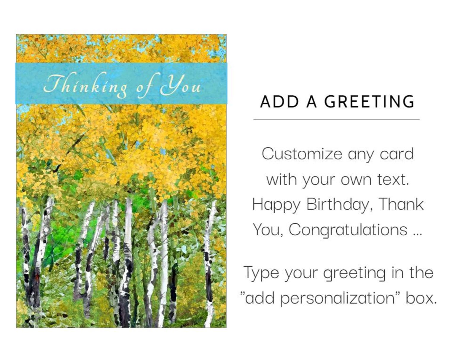 Yellow Aspen Trees Greeting/note Card, Blank Inside W/customizable ...