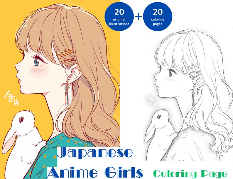 Japanese Anime Girls Coloring Pages 2/3 - Etsy