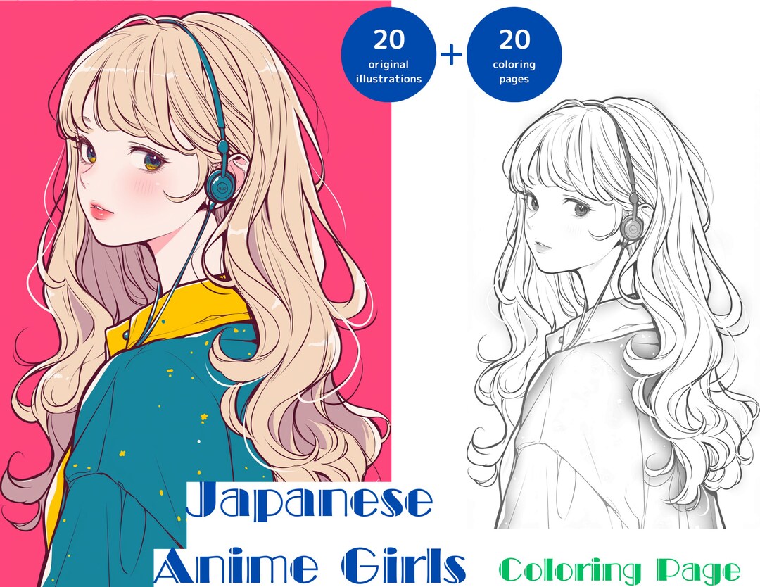 Japanese Anime Girls -- Coloring Pages 3/3 - Etsy