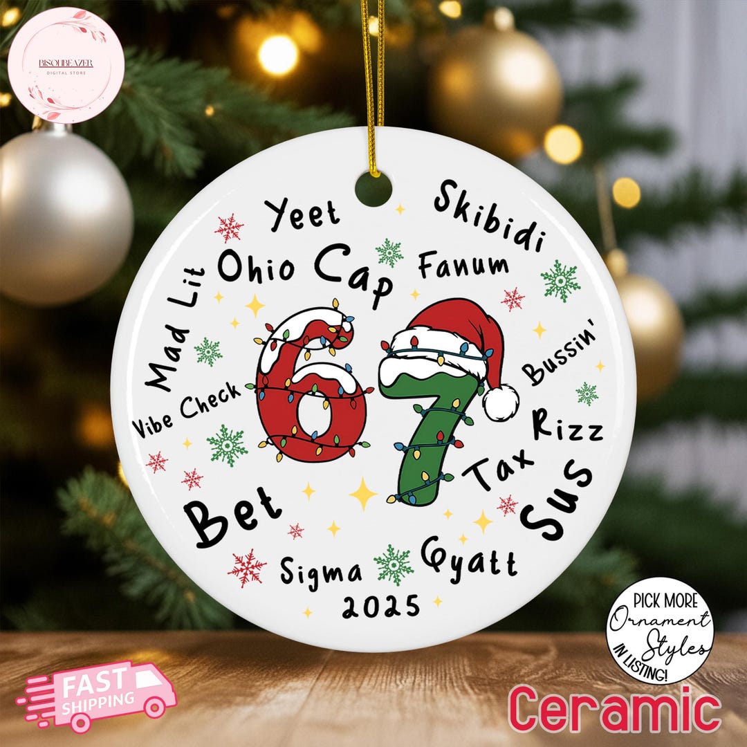 Gen Z Teen Slang Christmas Ornament, Skibidi Ohio Rizz Sigma Toilet ...