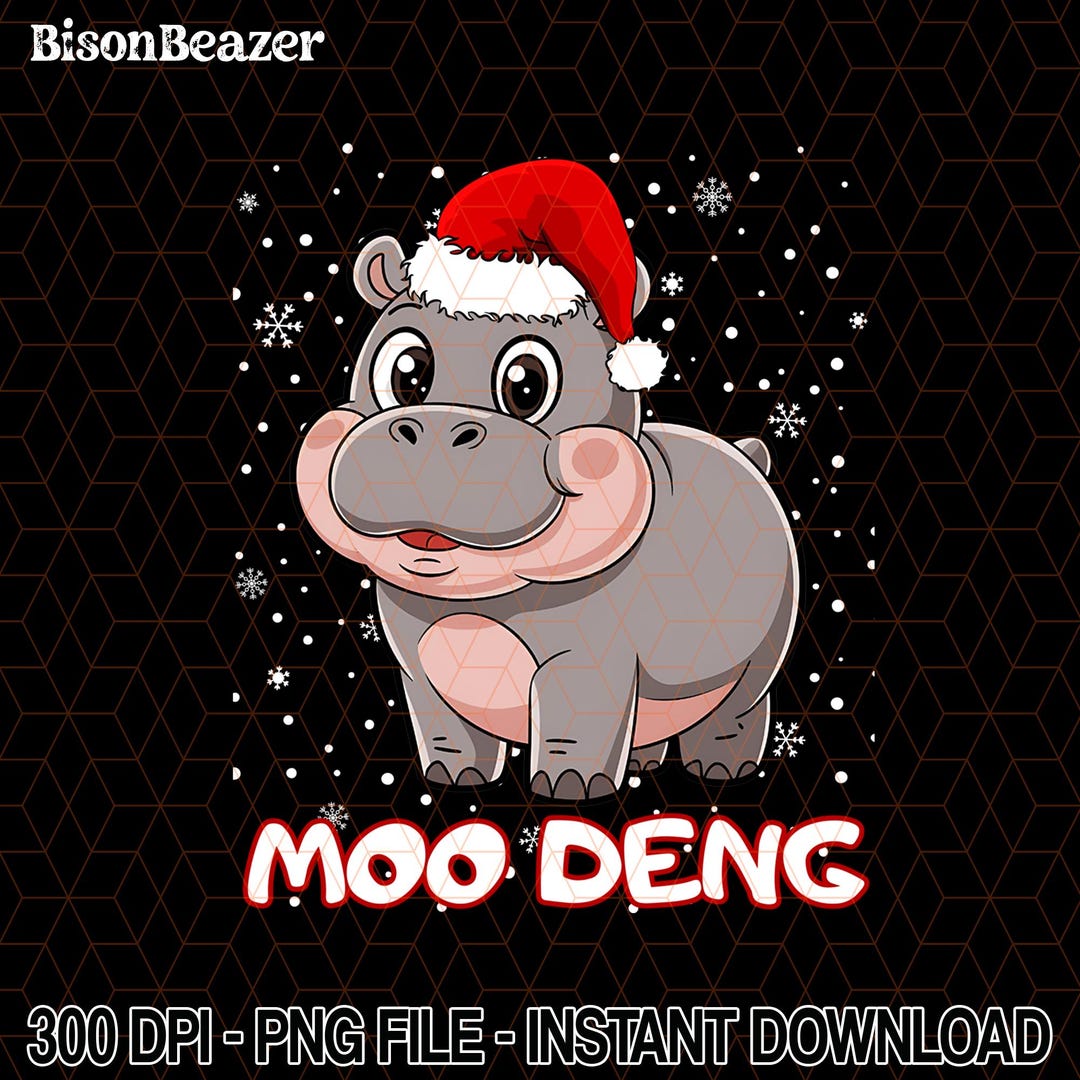 Moo Deng Santa Christmas Png, Funny Moo Deng Png, Baby Pygmy Hippo Moo ...