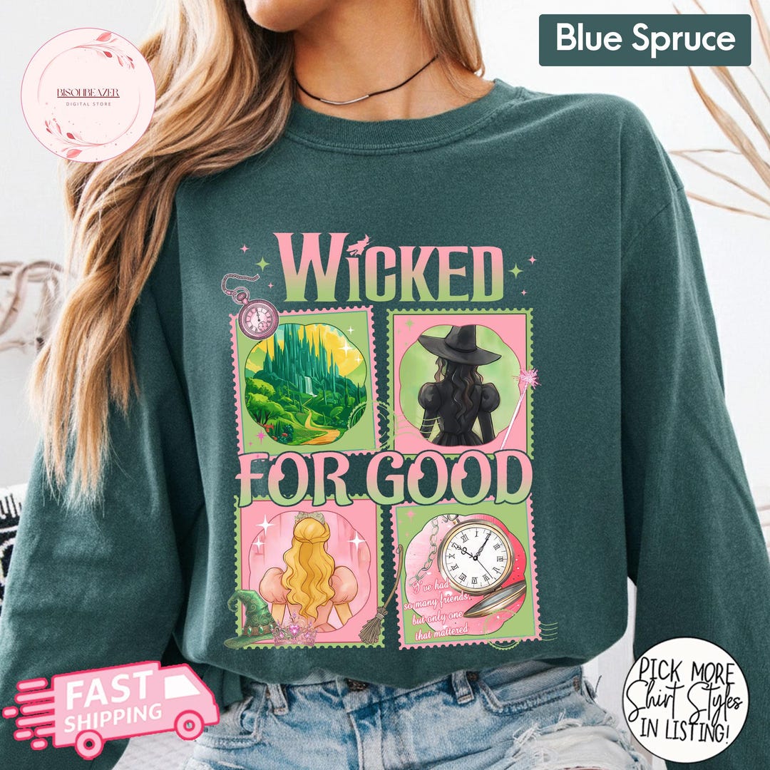 Vintage Wicked for Good Stamps Sweatshirt, Defy Gravity Broomstick ...