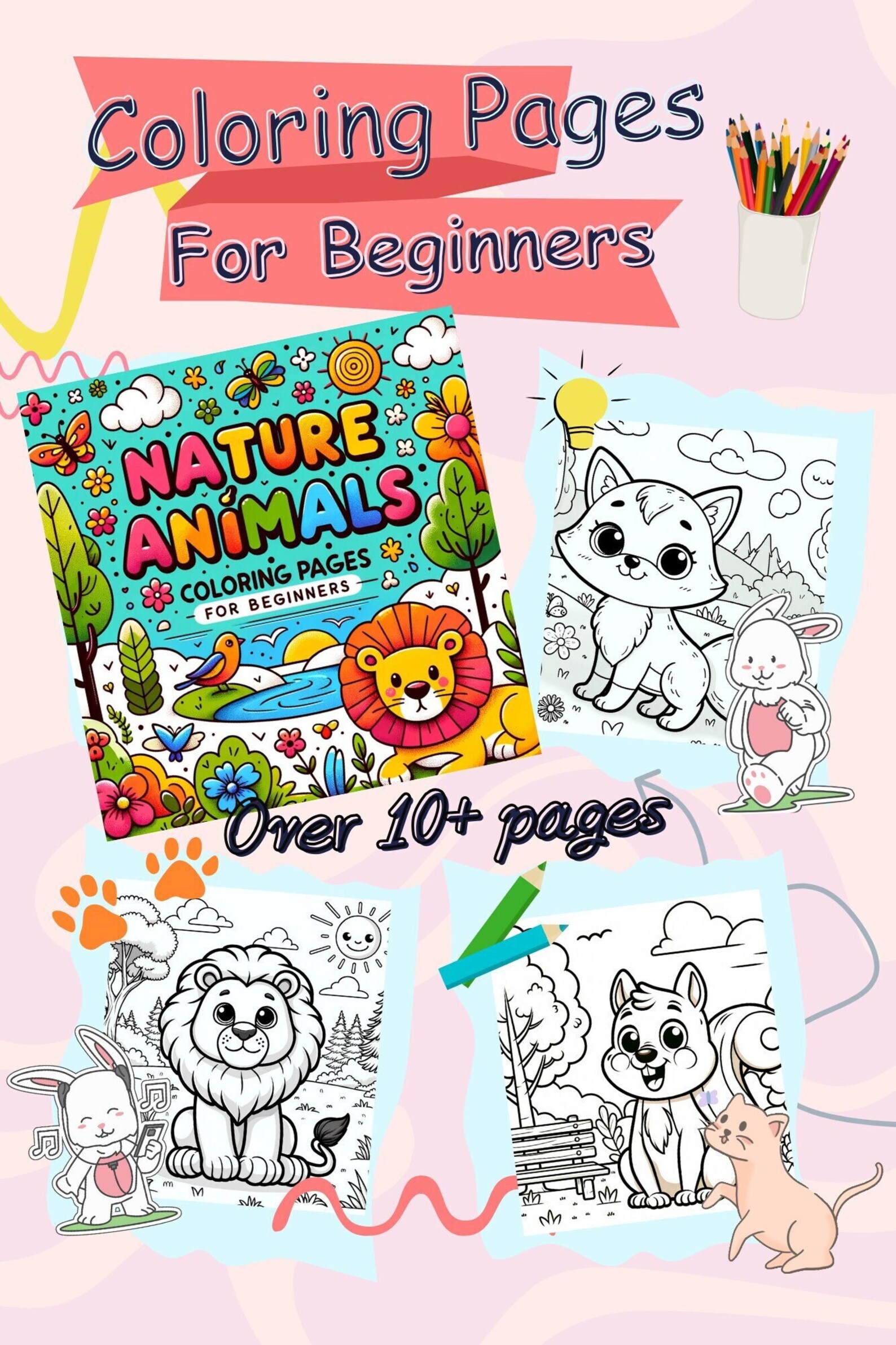 Printable Coloring Pages (nature & Animals for Beginners) - Etsy