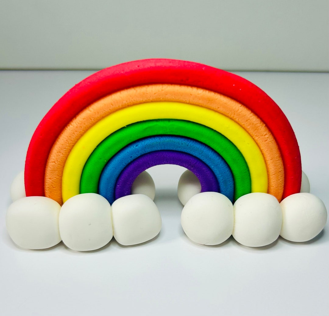 Edible Fondant Rainbow Cake Topper Party - Etsy
