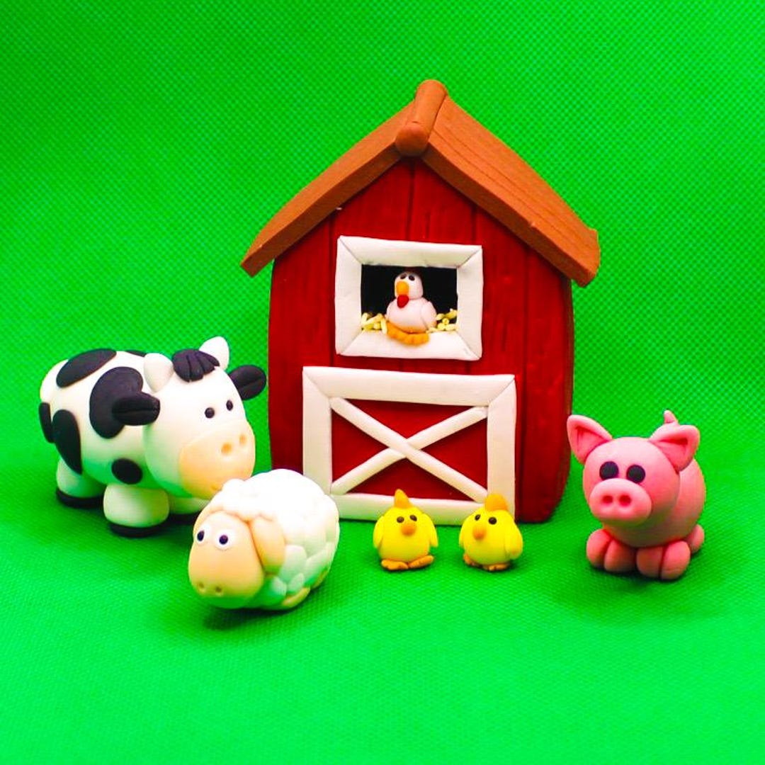 Edible Farmyard Cake Topper Set Sheep Pig Cow Chicken Barn Party Farm ...