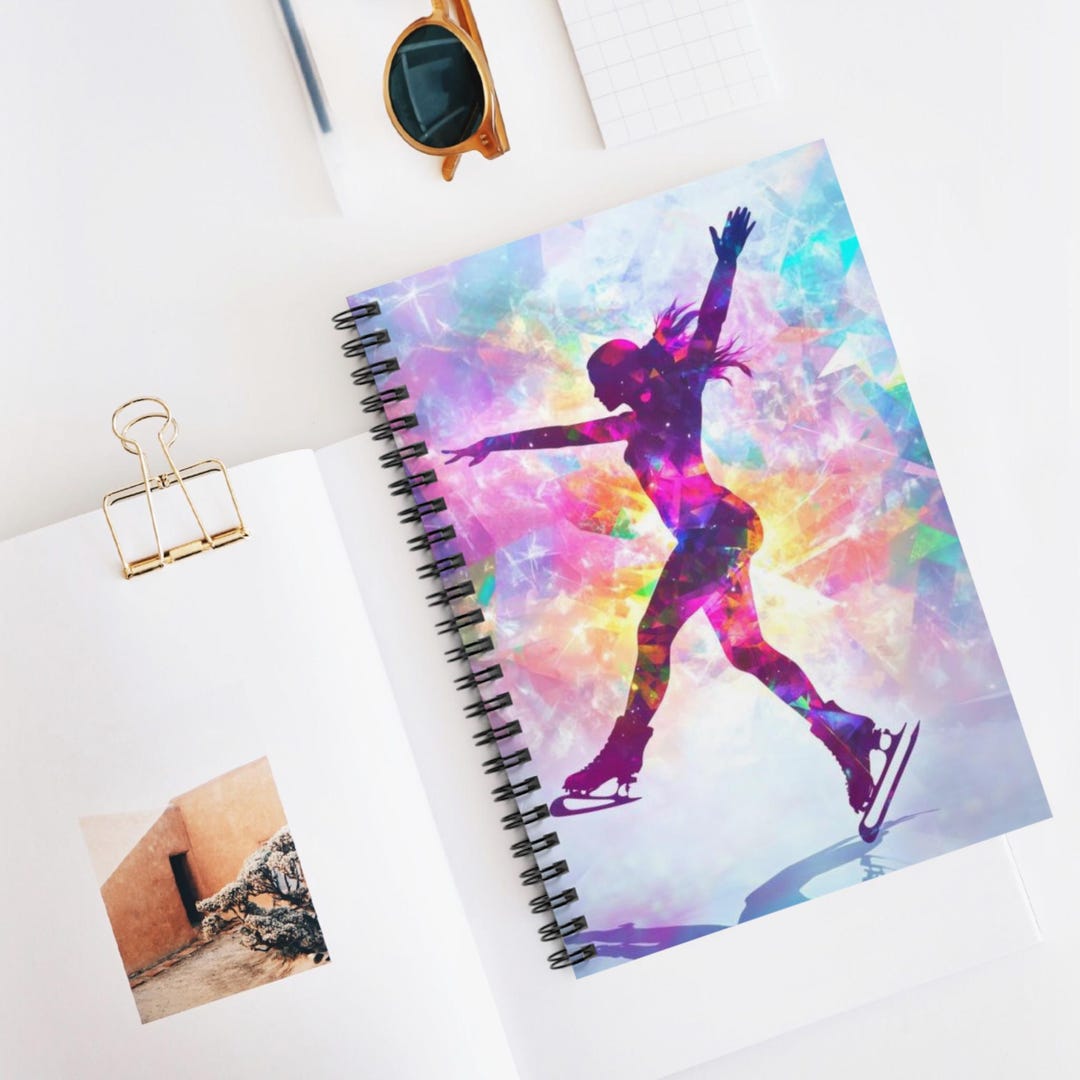 Ice Skater Cute Spiral Notebook - Ruled Line, Holiday Winter Sport ...