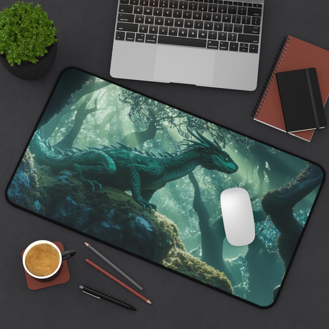 Dragon Themed Desk Mat 01 - Gamer Mouse Pad, Fantasy Magic Office Decor ...