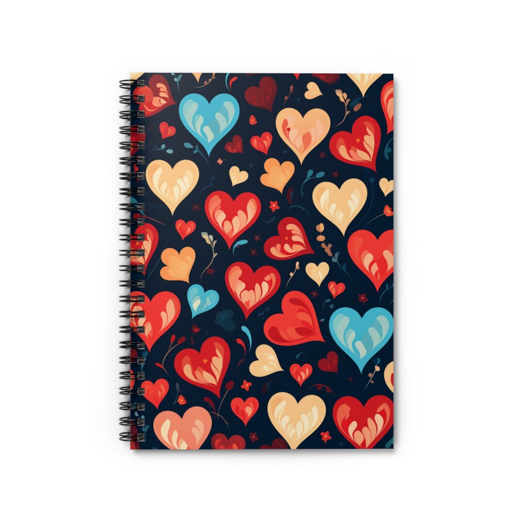 Watercolor Heart Spiral Notebook 01 - Ruled Line, Valentine's Day ...