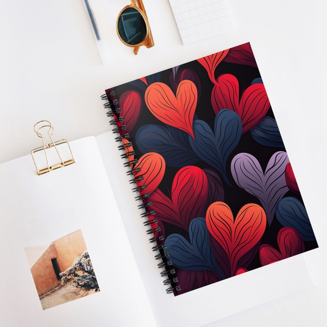 Heart Spiral Notebook 12 - Ruled Line Journal, Love-themed Cute ...