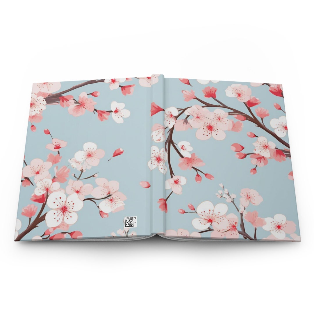 Cherry Blossom Cute Hardcover Notebook Ruled Line, Pink Flowers, Floral ...