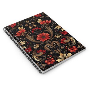 Floral Pattern Cute Spiral Notebook - Ruled Line, Pretty Florals, Great ...