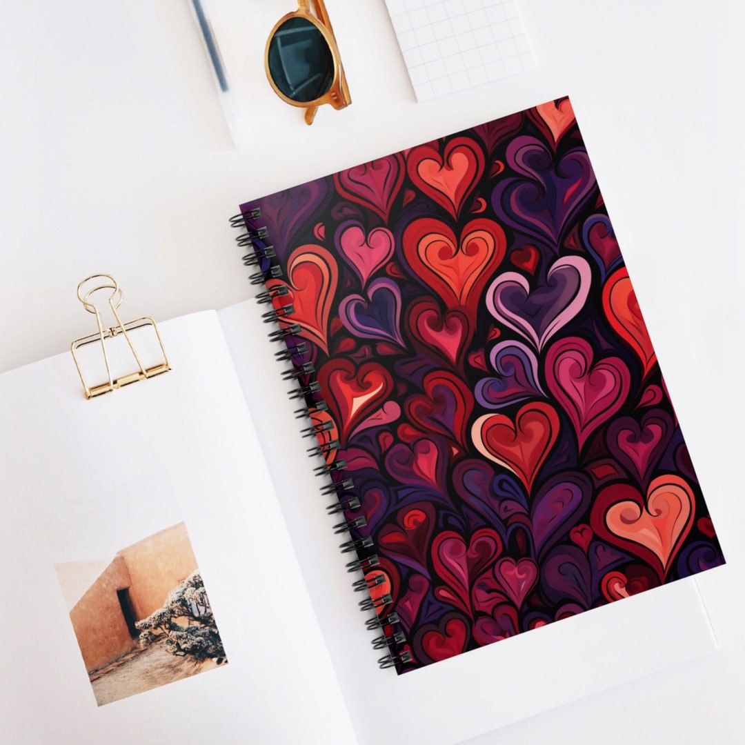 Heart-themed Spiral Notebook 06 - Love Journal, Valentine's Gift ...