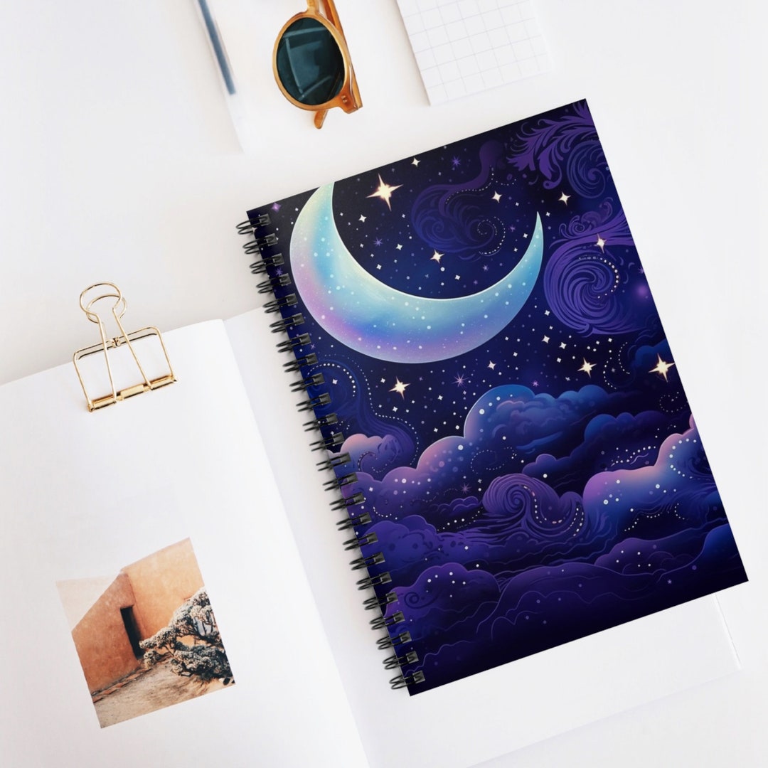 Moonlight Stars and Moon Spiral Notebook 01 - Ruled Line, Journal ...