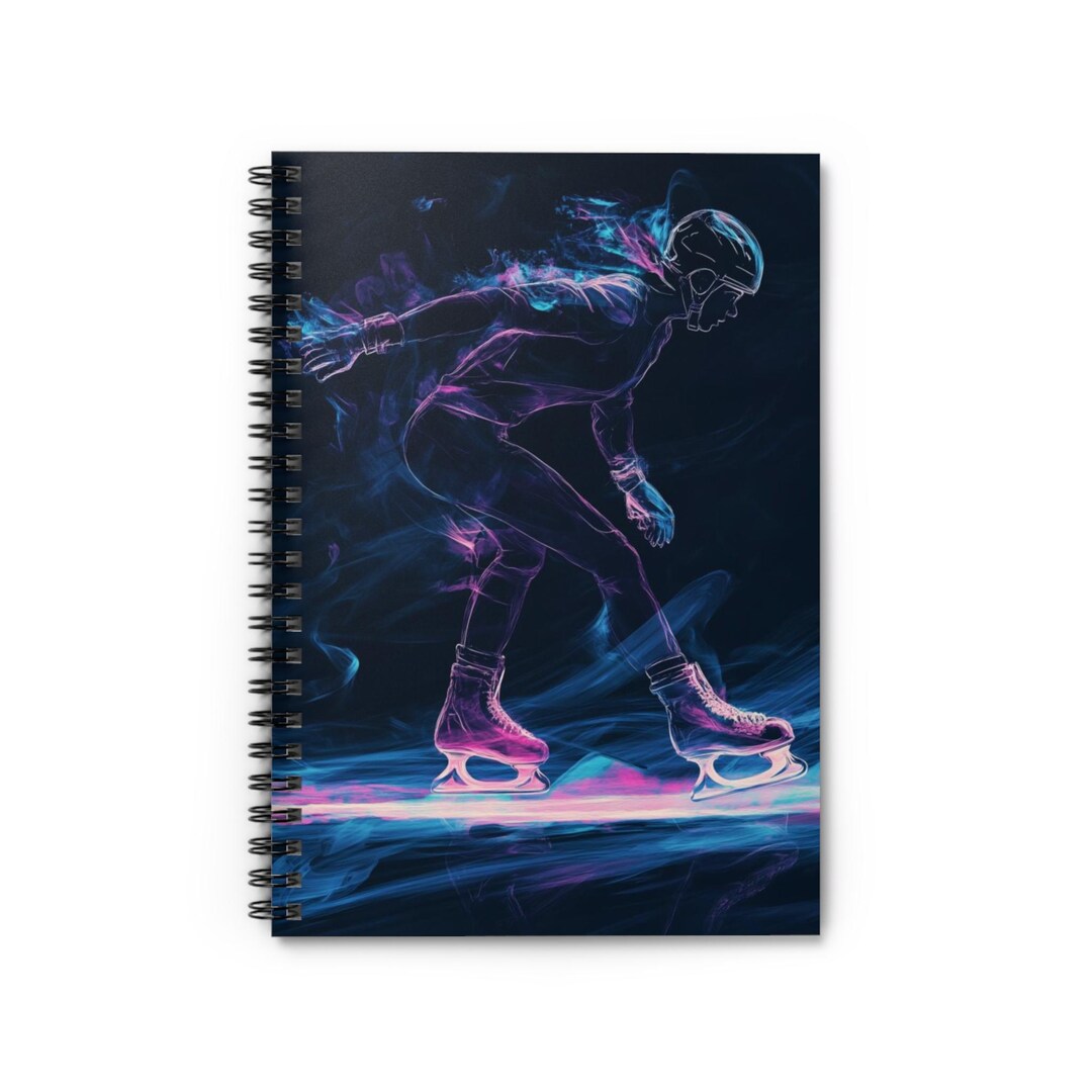 Ice Skater Cute Spiral Notebook - Ruled Line, Holiday Winter Sport ...