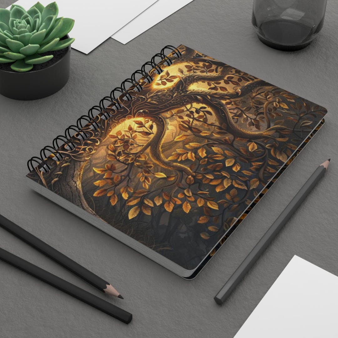 Golden Light Tree Spiral Bound Journal 01 - Ruled Line, Tree of Life ...