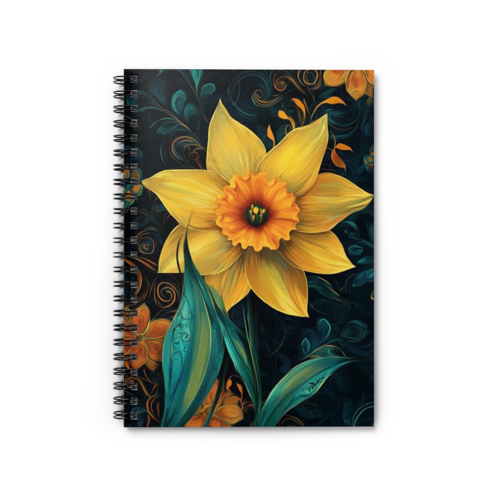 Daffodil Bohemian Flower Cute Spiral Notebook Ruled Line, Flower ...