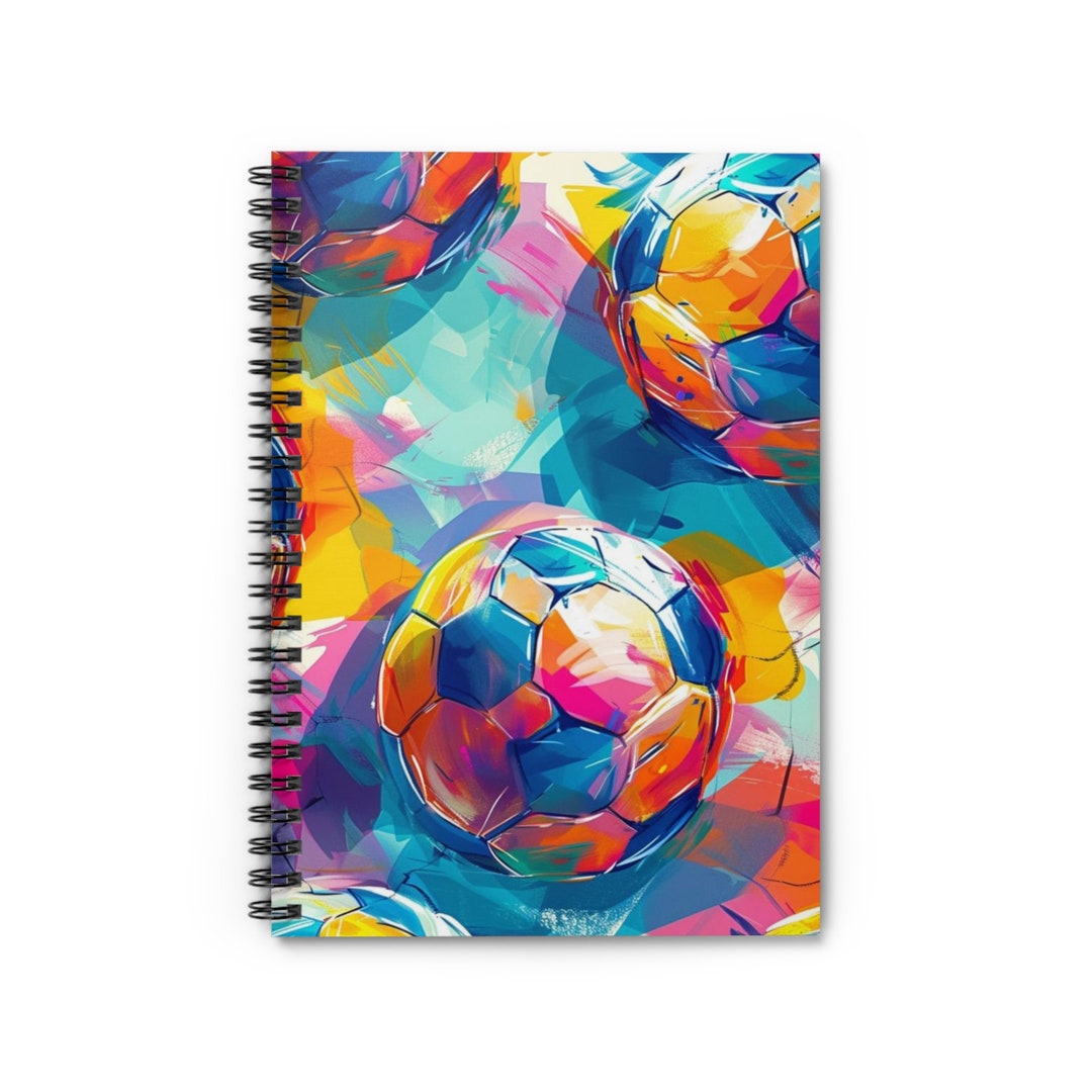 Watercolor Soccer Cute Spiral Notebook - Ruled Line, Abstract Sport Art ...