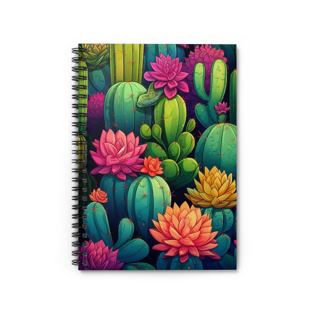 Cacti Spiral Notebook 03 - Ruled Line, Succulent Journal, Plant Lover Gift, Lined Notepad ...