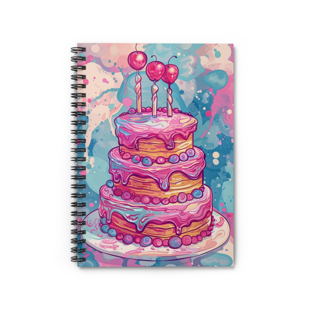 Birthday Cake Cute Spiral Notebook - Ruled Line,fun Watercolor Baking ...