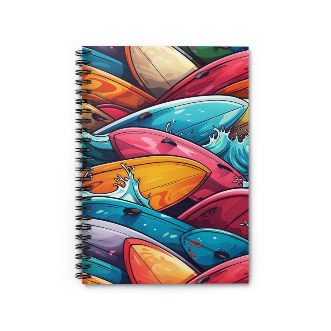 Watercolor Surfer Cute Spiral Notebook - Ruled Line, Abstract Sport Art ...