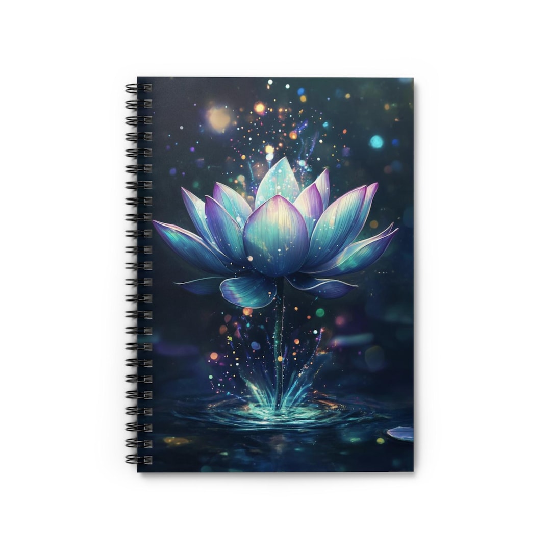 Lotus Blossom Flower Spiral Notebook 08 - Ruled Line, July Birth Flower ...